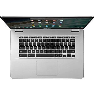 ASUS Chromebook C523, 15.6" FHD NanoEdge-Display with 180 Degree-Hinge, Intel Celeron N3350-Processor, 4GB LPDDR4-RAM, 64GB Storage, Chrome OS, Silver, Laptop-Sleeve Protector, C523NA-IH44F
