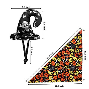 Dog Halloween Costumes, Adjustable Halloween Hat and Bandana Scarf for Dog, Funny Pet Halloween Party Dressup (Black)