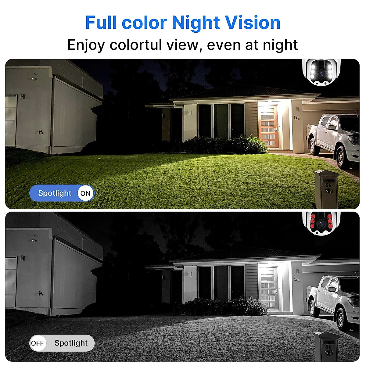 Hiseeu Wireless Solar Security Camera, 4MP Home WiFi Camera Outdoor, 100% Wireless, PIR Motion Detection, Color Night Vision, Two-Way Audio, Siren/Light Alarm, IP66 Waterproof, 2.4G WiFi