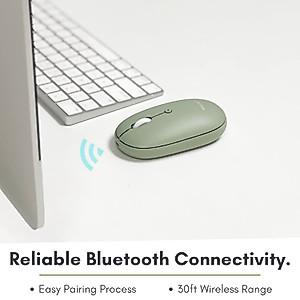 Macally Wireless Bluetooth Mouse - Strong Connection - Quiet, Comfortable, Rechargeable Mouse for MacBook Air/Pro, Mac, iMac, Apple iPad - Wireless Mouse for Laptop, Windows PC Desktop