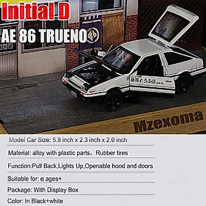 Mzexoma Initial D Toyota Trueno AE86 Alloy Diecast Car Model, Sports Car Toys for Kids and Adults,Pull Back Vehicles Toy Cars (Black-Type A)