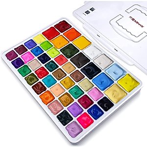 HIMI Gouache Paint Set, 50 colors(14 Colors x 60ml + 36 Colors x 30ml) with a Portable Carrying Case, Jelly Cup Design, Miya Gouache Paint for Canvas Watercolor Paper - Perfect for Beginners, Artists