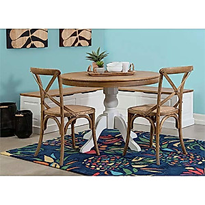 Riverbay Furniture 18" High Transitional Backless Wood Corner Kitchen Breakfast Nook Bench, with Hidden Storage, in White & Natural Finish