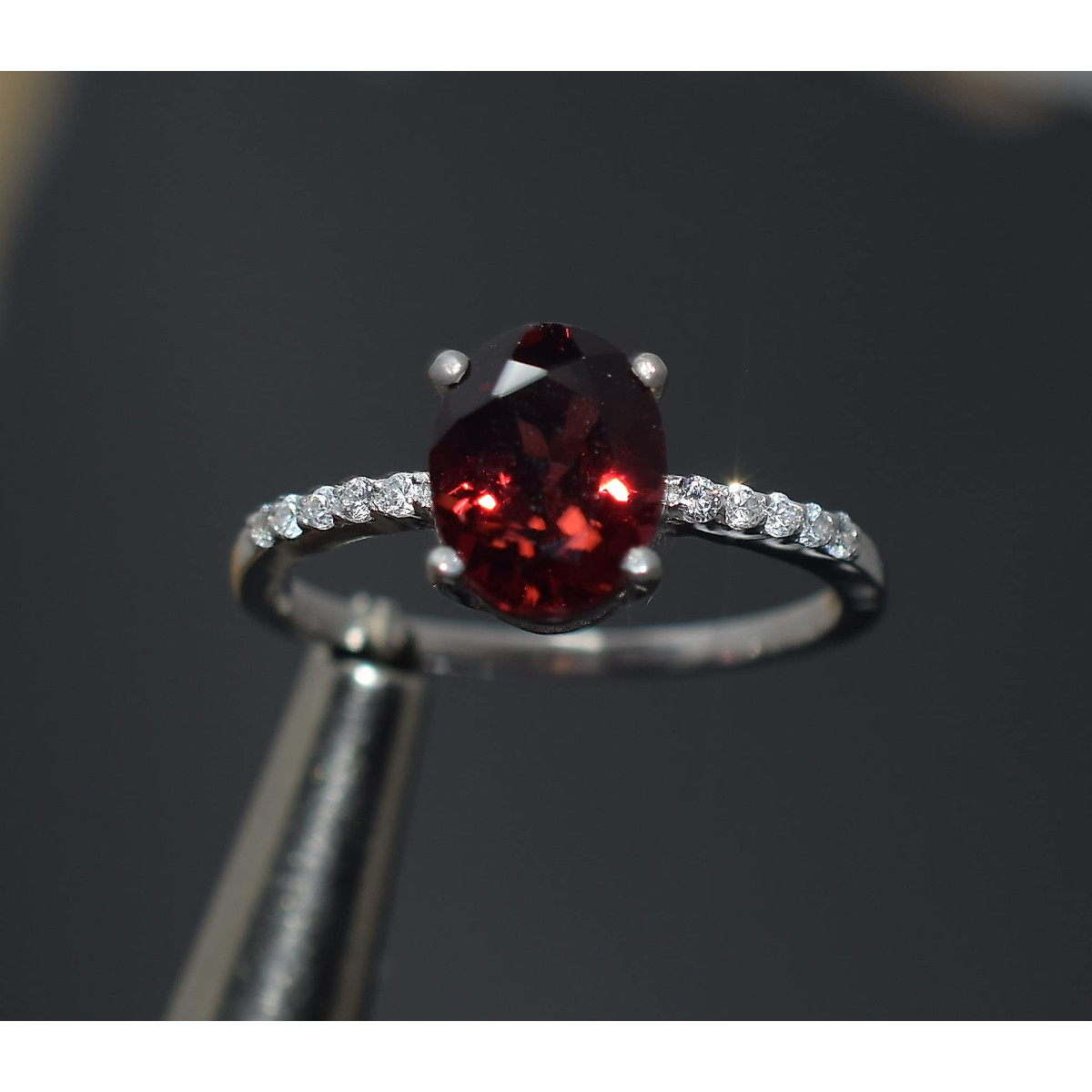 Women's Beautiful Natural Genuine Garnet Gemstone Designer Ring 925 Sterling Silver Faceted Garnet, January Birthstone, Boho Hippie Ring For Wedding/Marriage/Fastival/Annyversary (Size:-13)