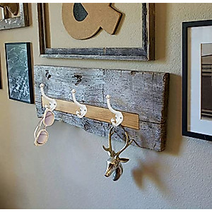 YMAISS 6 Sets Rustic White Cast Iron Hooks Wall Mounted HooksAntique Old Shabby Chic Cast Iron Hooks,Vintage Inspired Coats, Bags, Hats, Towels,Matching Screws Included