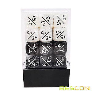 36pcs 12mm Positive and Negative Dice Counters Set, Small Token Dice Loyalty Dice Compatible with MTG, CCG, Card Games
