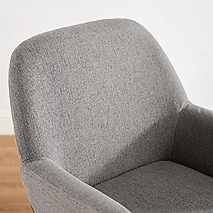 Art Leon Desk Chair No Wheels, Set of 2, Mid Century Modern Swivel Accent Chair, Linen Fabric Upholstered Office Chair Without Wheels, Solid Wood Legs, Gray