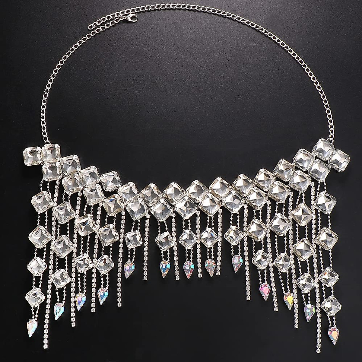 STONEFANS Rhinestone Flapper Headpiece for women Bridal Squared 1920s Headband Great Gatsby Hair Jewelry Accessories Costume (Silver1)