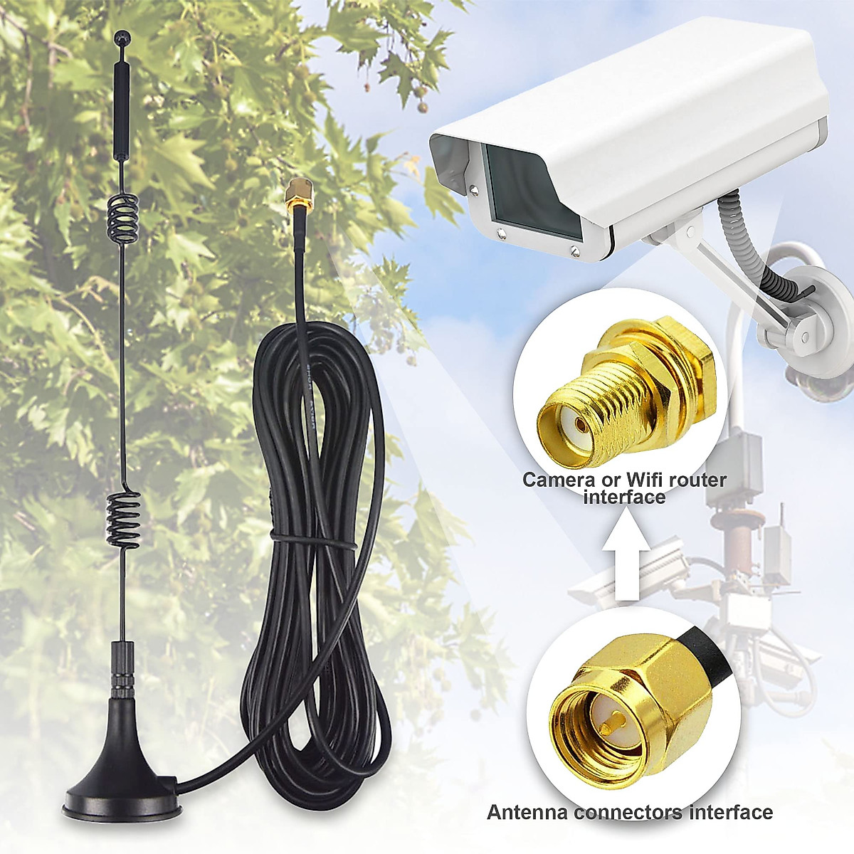 Dual Band WiFi Antenna 2.4GHz 5GHz 5.8GHz 9dBi Magnetic Base MIMO SMA Male Antenna for WiFi Router Wireless Router Gateway Network Card USB Adapter Security IP Camera Pack of 2