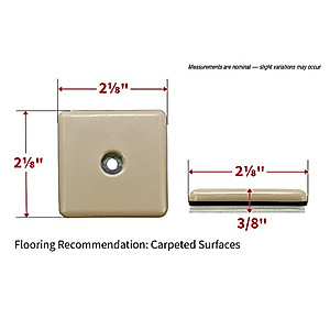 Shepherd Hardware 9244 2-1/8-Inch Square, Adhesive Slide Glide Furniture Sliders, 4-Pack , Beige