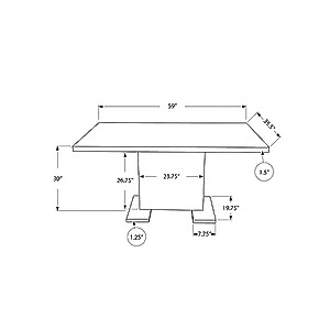 Monarch Specialties High Glossy White Dining Table, 35 x 60-Inch
