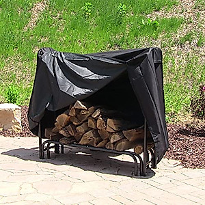 Sunnydaze 5-Foot Firewood Log Rack Cover - Weather-Resistant Outdoor Heavy-Duty Wood Polyester Fabric Storage Cover with PVC Backing - Black