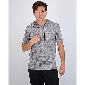 3 Pack: Mens Dry Fit Moisture Wicking Short Sleeve Active Athletic Hoodie Pullover Sweatshirt Workout Running Fitness Gym Sports Casual Tee Outdoor Summer Hiking Beach Outfit- Set 5, L