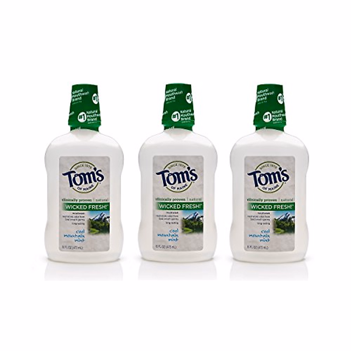 Tom's of Maine Long Lasting Wicked Fresh Mouthwash, Cool Mountain Mint, 16 Ounce, 3 Count