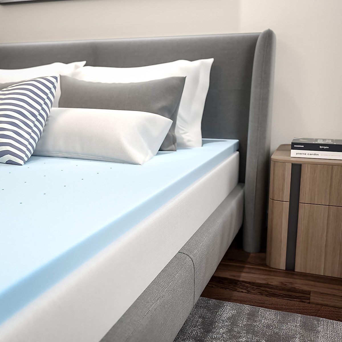 EMMA + OLIVER 2 Inch Gel Infused Memory Foam Mattress Topper, CertiPUR-US Certified Foam, King Size