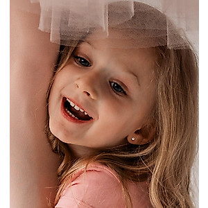 Enticera 4Pairs Hypoallergenic Flat Back Earrings for Women 14K Gold Cartilage Earring for Sensitive Skin Star Heart Opal Screw Back Nap Earrings Gold AB