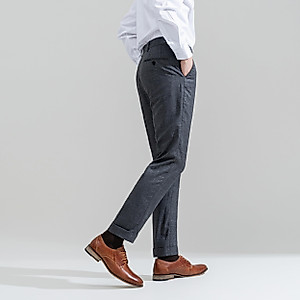 Jousen Men's Dress Shoes Leather Classic Formal Oxford Retro Plain Toe Derby Shoes (AMY612 Yellow Brown 12)