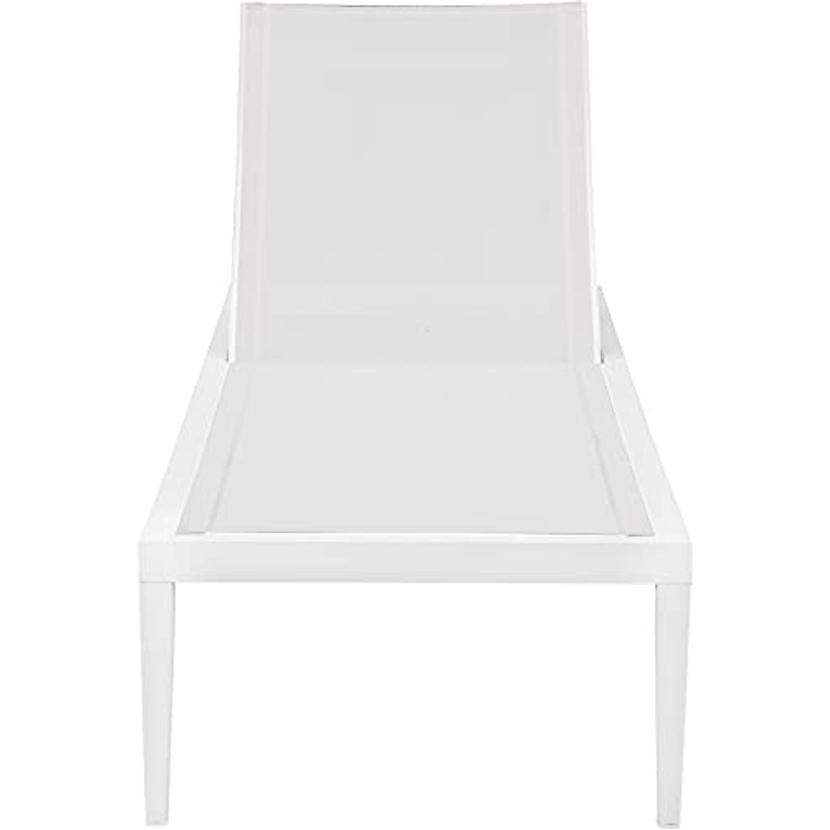 Meridian Furniture 373White Nizuc Collection Modern | Contemporary Resilient Mesh Water Resisting Fabric Upholstered Outdoor Patio Adjustable Sun Lounge Chair, 80.5" W x 29" D x 13.5" H, White
