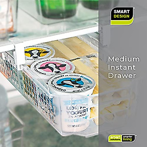 Smart Design Adjustable Sliding Drawer for Fridge Storage – Medium, Holds up to 15 lbs. – Extendable Fridge Drawer Organizer for Easy Organization and Storage – Made with BPA-Free Plastic
