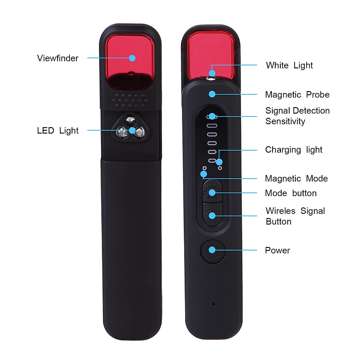 WZZHID Hidden Camera Detector, Portable Anti Spy Detector, Bug Sweeper Car GPS Tracker, RF Wireless Signal Scanner Infrared Finder for Home, Office, Hotel, Bathroom, Travel