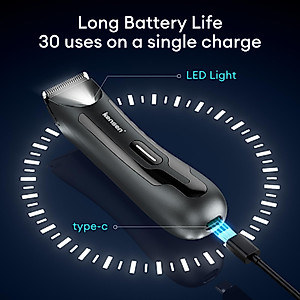 Body Hair Trimmer for Men, kensen Electric Groin Hair Trimmer, Rechargeable Body Groomer, Replaceable Ceramic Blade Heads, Waterproof Wet/Dry Clippers, Male Pubic Hair Hygiene Razor