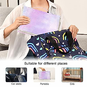 Colorful Tie Dye Portable Baby Changing Pad Travel Diaper Changing Pad Foldable Waterproof Changing Station with Built-in Pillow for Baby Newborn Essentials
