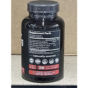 NutraChamps Korean Red Panax Ginseng Capsules | Extra Strength Ginsenosides for Energy, Focus, Performance, Vitality & Immune Support | Korean Red Ginseng Root Extract Powder Supplement | Vegan Pills