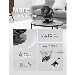 Dreo Fan for Bedroom, Desk Air Circulator Fan with Remote, 11 Inch Table Fans for Whole Room, 60ft Powerful Airflow, 120° Vertical Manual +90° Oscillating Fan, 4 Speeds, 8H Timer, Quiet Fan, Home
