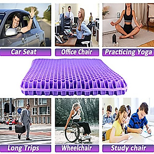 Airllantry Purple Gel Seat Cushion, Gel Seat Cushion for Long Sitting– Back Pain, Sciatica, Tailbone Pain Relief Pad, Seat Cushion for Office Chair, Wheelchair Cushion, Car Cushion, Long Trips