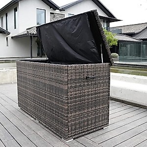 Direct Wicker Large Deck Box 296 Gallon Waterproof Outdoor Storage Box,Cushion Storage Wicker Box Brown,(Aluminum frame) 66.93"