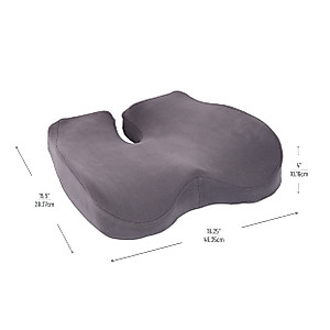 Mind Reader Office Chair Cushion, Ergonomic, Orthopedic, Portable, Car Seat, Memory Foam, 18.25" L x 15.5" W x 4" H, Gray