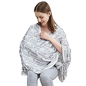 PPOGOO Baby Nursing Cover & Nursing Poncho - Multi Use Cover for Baby Car Seat Canopy, Shopping Cart Cover, Stroller Cover, 360° Privacy Breastfeeding Protection,Baby Shower Gifts for Boy&Girl