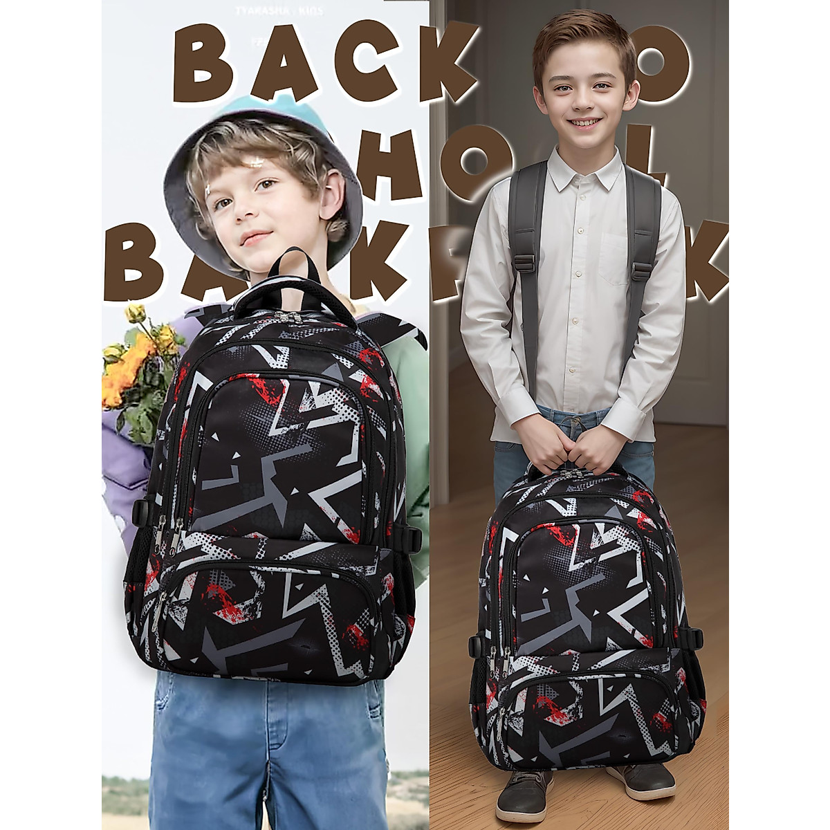BLUEFAIRY Boys Backpacks for Teenage Kids Elementary School Bags Sturdy Middle School Bookbags Lightweight Waterproof Presents Gift Age 5-10