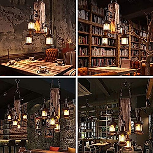 RAUGAJ Lámpara de Araña de 4 Luces Lámpara Colgante de Metal de Personalidad Retro E27 Lámpara Colgante de Barra de Loft Industrial, Altura Lámpara Colgante Vintage Ajustable para la Sala de Estar Caf