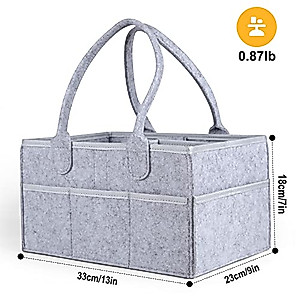 VOISEN Baby Diaper Caddy Organizer, Nursery Storage Basket Bin Baby Car Bag Portable Diaper Organizer Caddy for Nursery Newborn Boy and Girl (Gray)