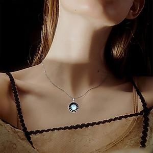 SCZKLAQ Moon Phase Necklace for Women 925 Sterling Silver Moon Necklace Moonstone Moon Jewelry Gifts for Women