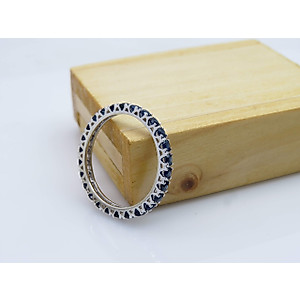 Dazzlingrock Collection 1.80 Carat (Ctw) 10K Blue Sapphire Women Eternity Wedding Stackable Band 1 3/4 CT, White Gold, Size 7