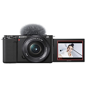 Sony ZV-E10 Mirrorless Camera with 16-50mm and 55-210mm Lenses, Video Bundle + LED Video Light + Microphone + Extreme Speed 64GB Memory(21pc Bundle)