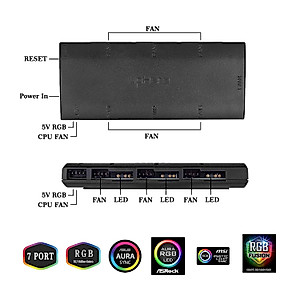 upHere 5V 6-Pack 120mm Silent Intelligent Control 5V Addressable RGB Fan Motherboard Sync, Adjustable Colorful Fans with Controller T3SYC3-6