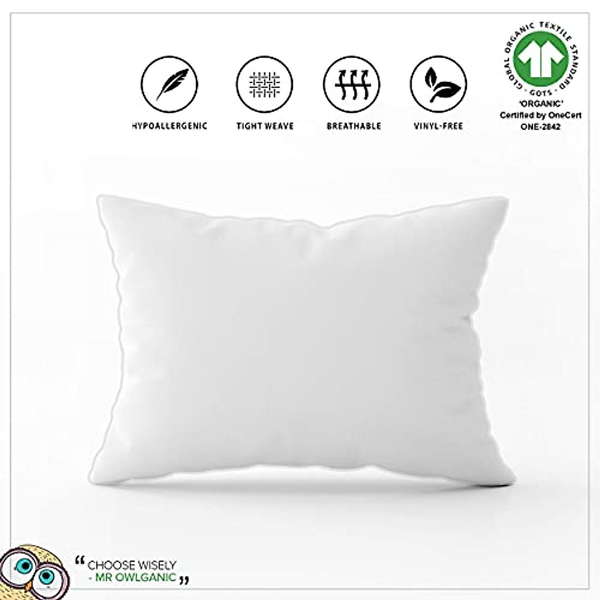 Makemake Organics Organic Cotton Toddler Pillowcase (Set of 2) GOTS Certified Organic Cotton Pillow Cases Zippered (14x19, Bright White)