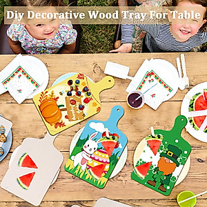 Mini Wooden Cutting Board Small Charcuterie Boards for Craft with Handle Unfinished DIY Cooking Board for Kitchen Decor Vegetable Fruit Supply(11.8 x 6.3 Inch)