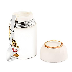 CUPADA Casual Leopard Gnomes Food Jar for Hot and Cold, Holiday Nordic Dwarfs Insulated Food Jars Vacuum 17OZ with Folding Spoon for Work Trip Picnic Camping