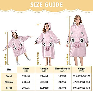 Kigai Happy Pig Wearable Blanket Hoodie,Double-Layer Flannel Soft Warm Sweatshirt Blanket for Men Women Kids