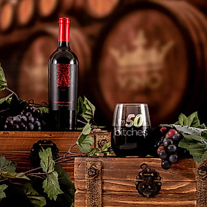 IT'S A SKIN I'm 50 Bitches |Stemless Wine Glass 17oz for red and white wine - Great Gift for Her, Him Travel includes free wine/food pairing card