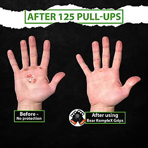 Bear KompleX 2 and 3 Hole Carbon Hand Grips for Crossfit Workouts, Pull-ups, Weightlifting, WOD Gymnastics, Crosstraining Palm Grips with Wrist Wraps, Hand Protection from Rips and Blisters,1 Pair