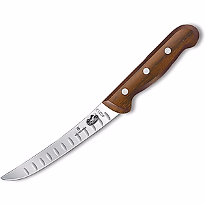 Victorinox Boning, 6" Curved, Extra-Wide, Stiff Granton Blade, Rosewood Handle