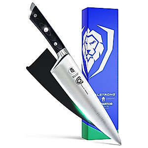 DALSTRONG Chef Knife - 8 inch Blade - Gladiator Series ELITE - Forged HC German Steel Chef's Knife - Razor Sharp Kitchen Knife - Professional Full Tang Knife - Black G10 Handle - Sheath -NSF Certified