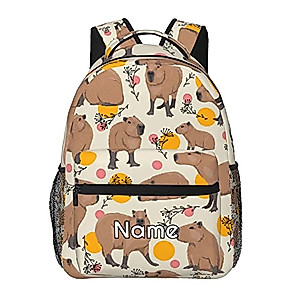 Personalized Funny Capybara Backpack for School Custom Name Boys Girls Schoolbag
