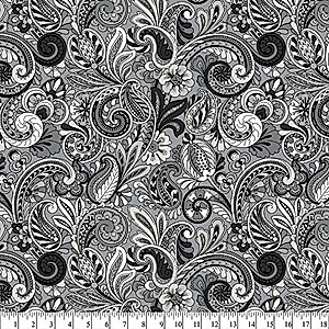 Paisley Floral Grays Cotton Fabric by The Yard