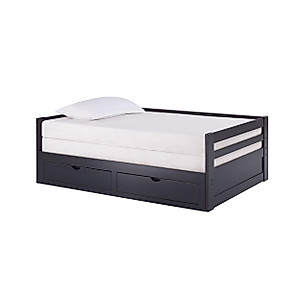 Alaterre Furniture Jasper Twin to King Extending Day Bed with Storage Drawers, Espresso